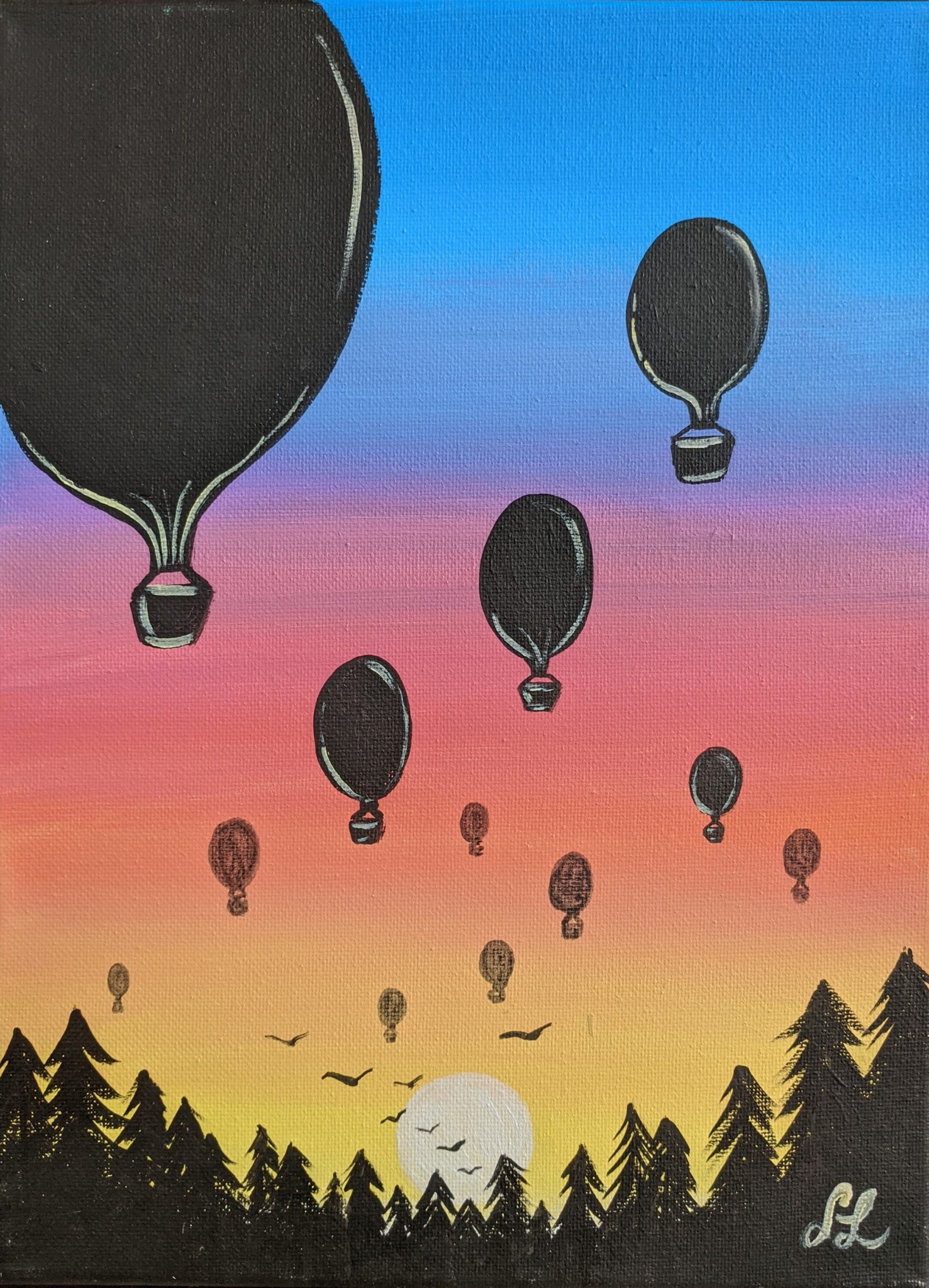 Video- PAINT HOT AIR BALLOONS OVER A SUNSET